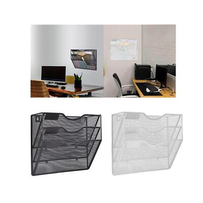 Wall Mounted Mesh File Holder Rack Display Stand Wall Mounted Bookshelf ...