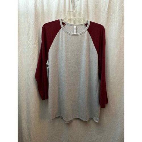 Lululemon Bodhi 3/4 sleeve Baseball T-Shirt Mens Gray Dark Red Oxblood ...