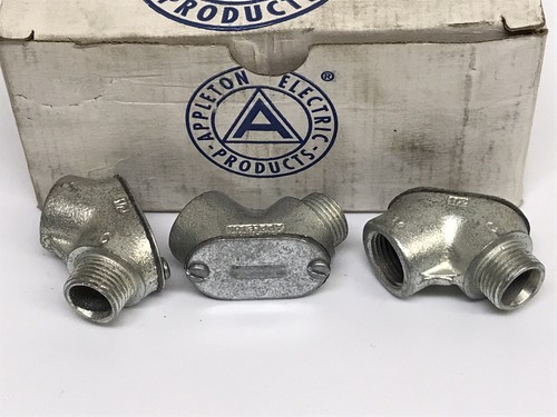3 Appleton Type MFL-50 Conduit Pulling Elbows 1/2" Threaded M/F 90 ...