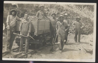 REAL PHOTO Postcard UNKNOWN AREA John Burgoon & Fellow Miners 1910's | eBay