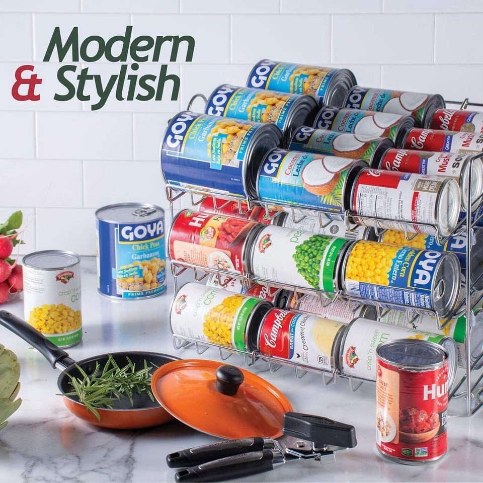 Chrome Stackable Can Organizer, Can Rack Holds up to 36 Cans | eBay