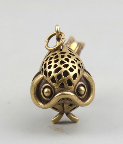 Bronze Animal Fish Hollow Out Small Goldfish Statue Pendant 2" Curio ...