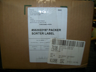 Sorter Label Packer Adhesive Label 3 1/4" X 3" 36 Rolls 552022197 New ...