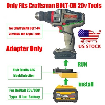 1x Converter for Craftsman Bolt-On 20v MAX Tools To for DeWalt 20v /60v ...