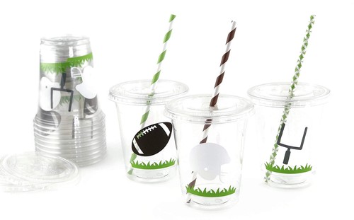 Football Party Disposable Cups - Set of 12 Sports Team Player Game Day ...