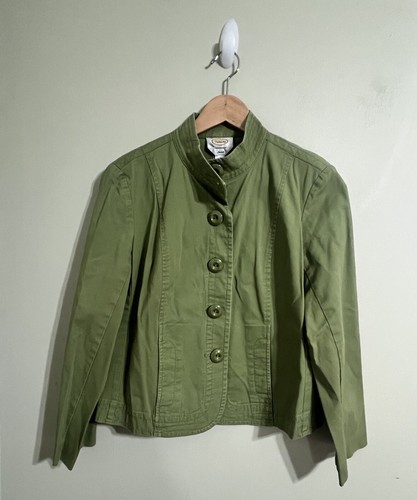 Talbots Women’s Classic Olive Green Cotton Blend Button Down Jacket Size 10 | eBay