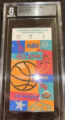 Beckett 7 1996 NBA ALL STAR GAME TICKET STUB MICHAEL JORDAN MVP Chicago ...