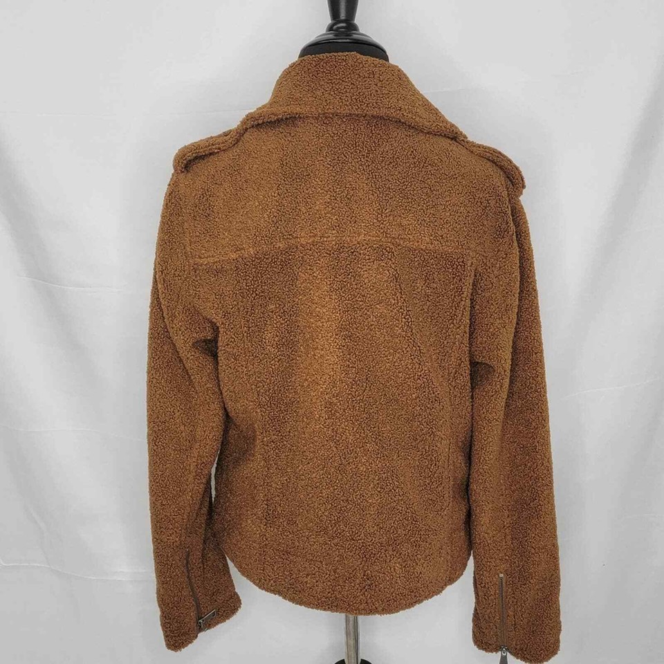 Max Studio Brown sherpa moto jacket | eBay