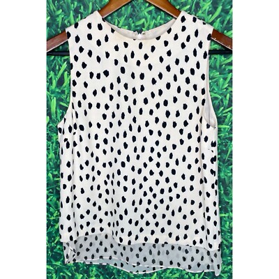 Kate Spade New York Silk Leopard Dot Sleeveless Layer Blouse Tank Top ...