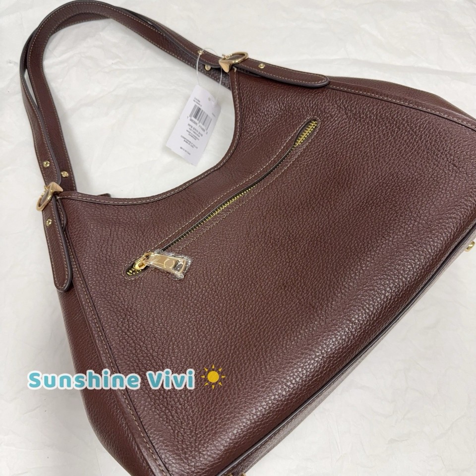 NWT Coach Erin Shoulder Bag Refined Pebble Leather CAQ86 Maple Gold | eBay