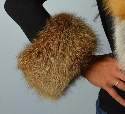 Premium Saga Furs Red Fox Fur Fancy set of Hat Wristbands & Shoulder ...