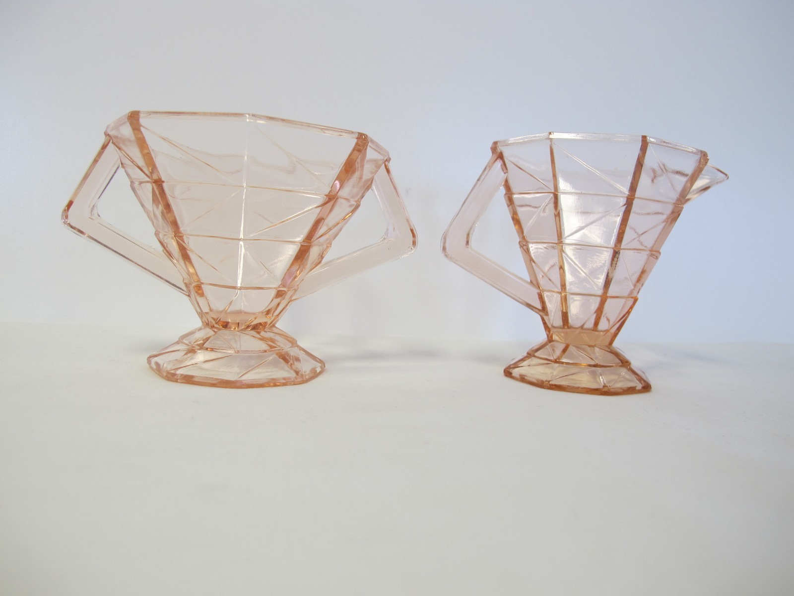 VINTAGE INDIANA GLASS PINK DEPRESSION CRACKED ICE PATTERN CREAMER AND ...