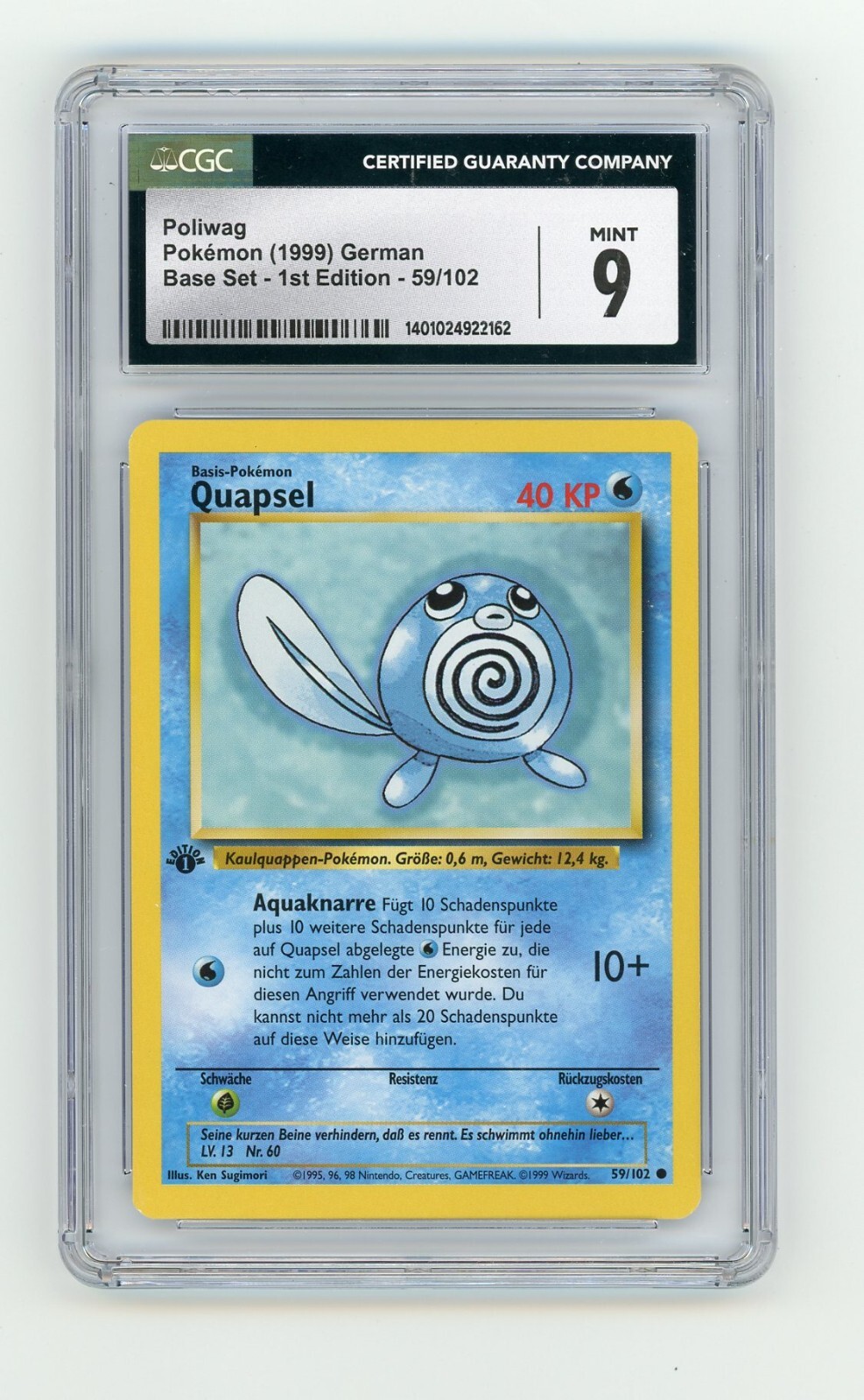 Poliwag Pokemon (1999) Base Set German 1st Ed. #59/102 CGC 9 MINT | eBay