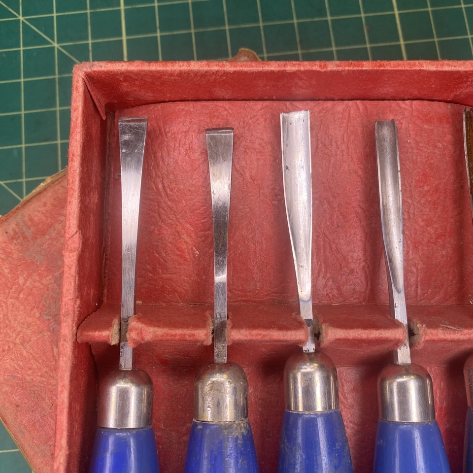 Vtg 5pc CRAFTSMAN Chisel Carving Set Green Wood Handles W/ Box | eBay