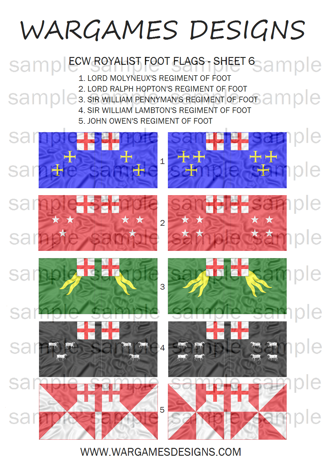 15mm ECW Royalist Foot Flags Sheet 6 - Pike & Shotte, FOG, DBR, WECW ...