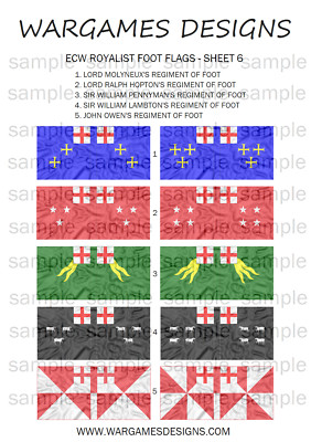 28mm ECW Royalist Foot Flags Sheet 6 - Pike & Shotte, FOG, DBR, WECW ...