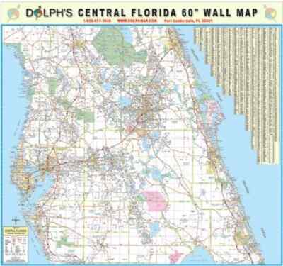 Central Florida Laminated Wall Map (D) | eBay