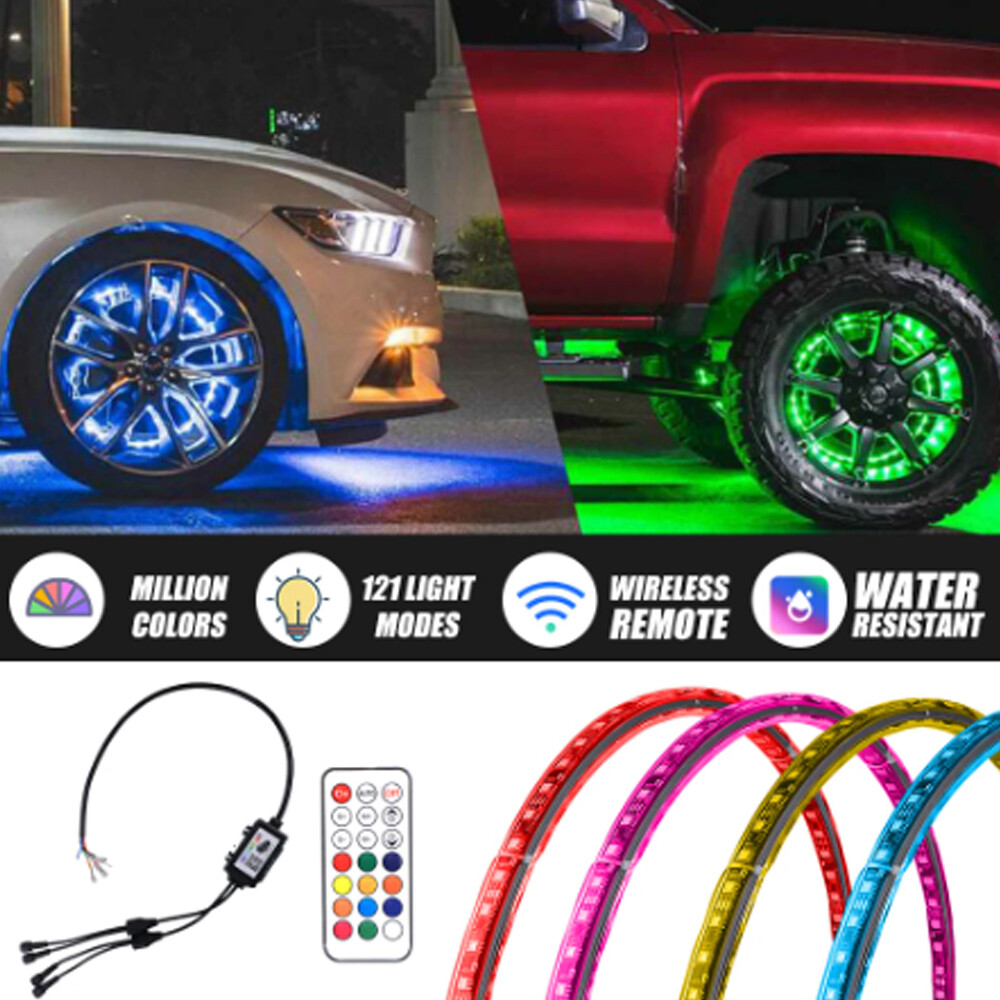 Car 15.5'' RGBW LED Wheel Ring Lighting Kits For Chevy Silverado 1500 ...