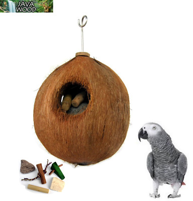 JAVA WOOD COCO FULL MOON LARGE BIRD PARROT HANGING CAGE TOY AFRICAN GREY AMAZON | eBay UK