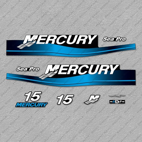 Mercury 15 hp Two Stroke Sea Pro 1999-2006 outboard engine decals ...