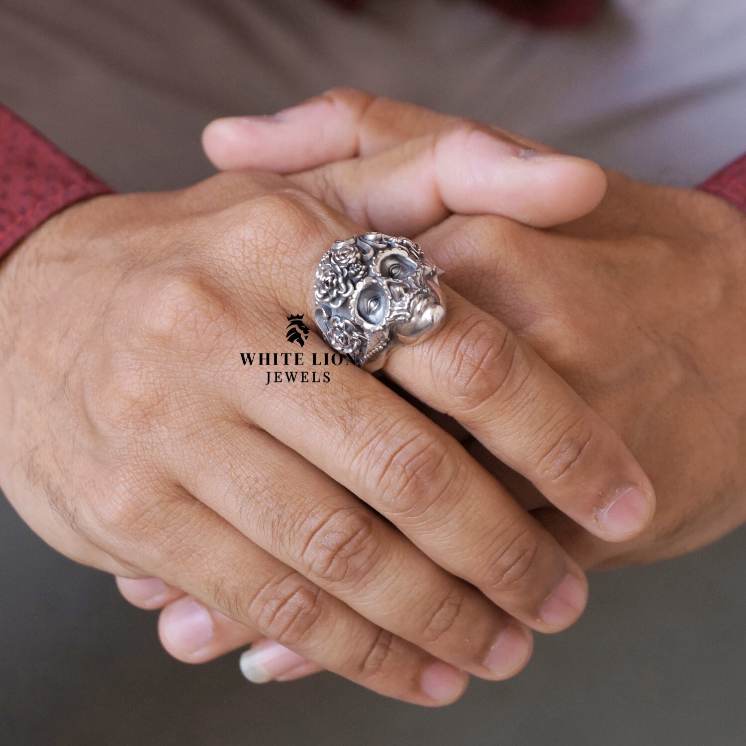 Masquerade Mask Gothic Skull biker rider Oxidized 925 Silver Skull Men ...