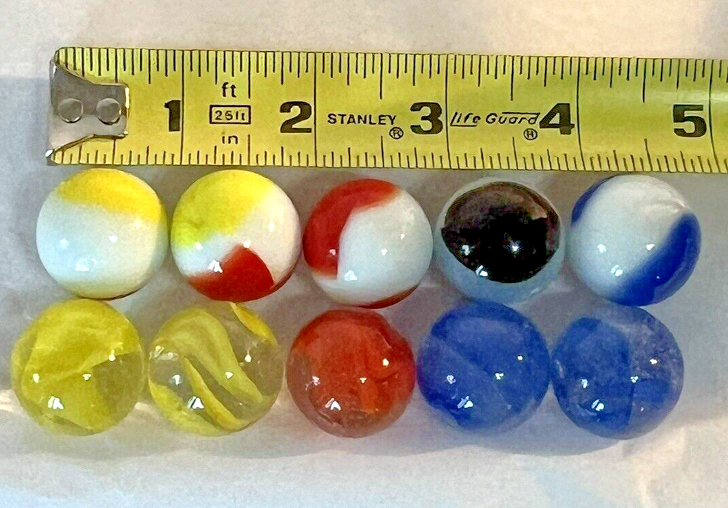LOT OF 10 VINTAGE MARBLES AKRO AGATES CORKSCREW AND CATS EYE GLASS ALL ...
