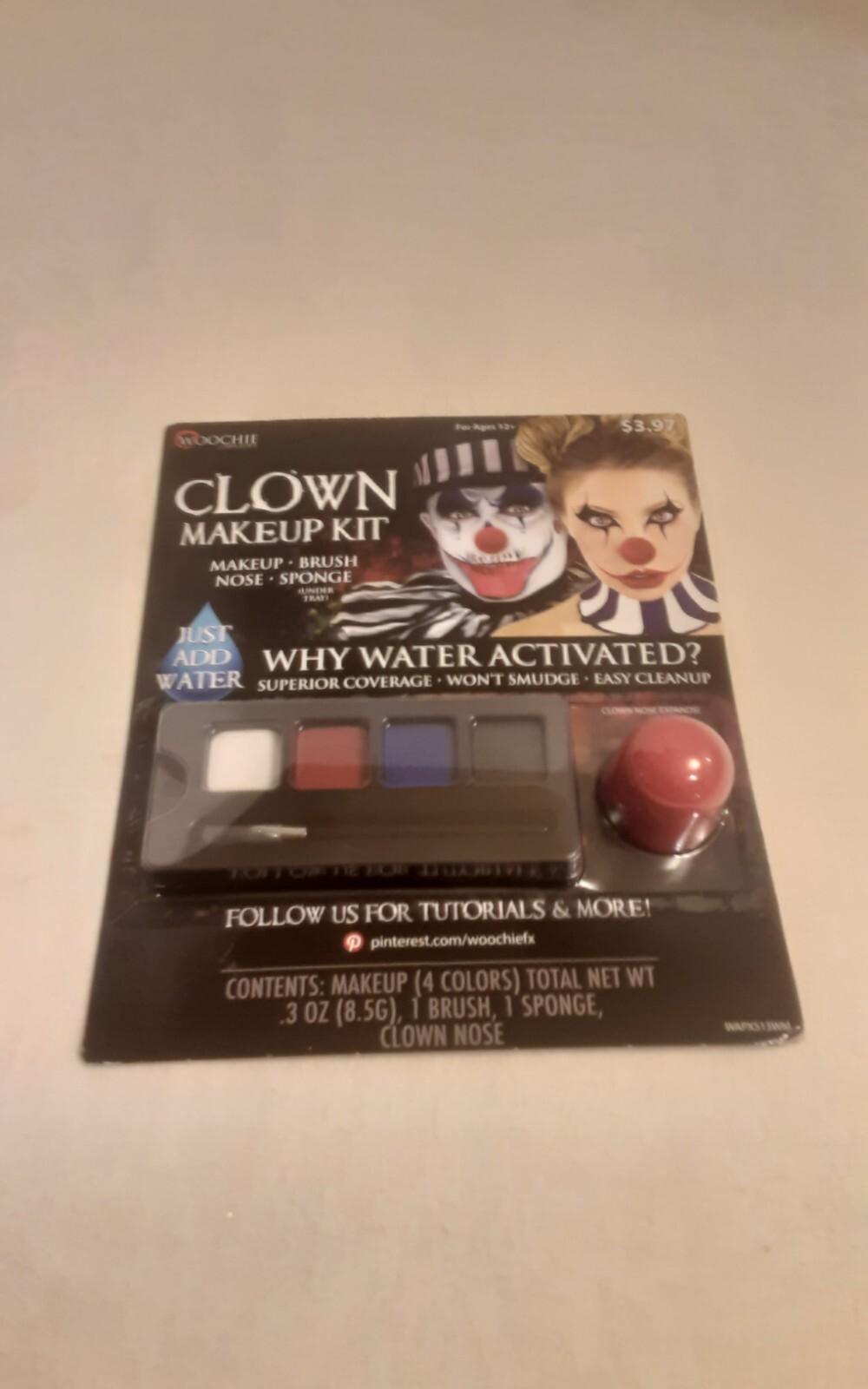 Sealed Halloween Clown Makeup Kit Face Paint FX Water Activated Black ...