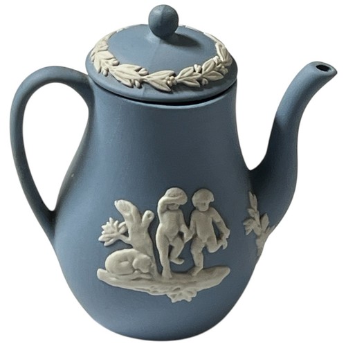 Vintage Wedgwood Jasperware Lavender Blue Miniature Mini Coffee Pot 2.5 ...