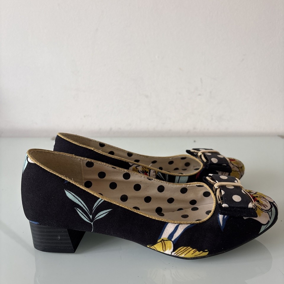 Ruby Shoo Womens Floral Polka Dot Court Shoes Block Heel UK 4 | eBay UK