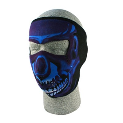 Blue Chrome Skull Neoprene Full Face Mask Biker ATV Ski Free Shipping ...