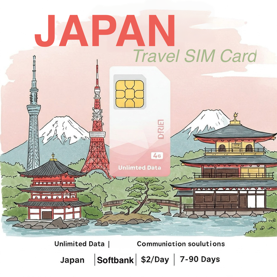 Japan Travel SIM Card | Softbank 4G | Unlimited Data | $2/Day | 7-90 ...