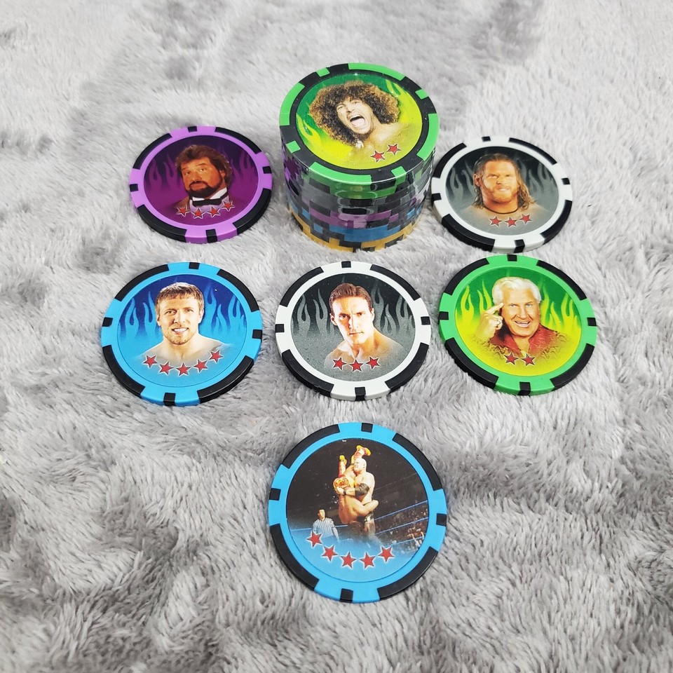 2011 Topps WWE Power Chipz Lot Of Chips 16 Including Sealed Pack of 10 ...