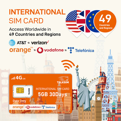 5G 4G LTE International Data SIM Card 5GB 30Days Support Travelling 49 ...