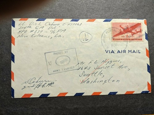 APO 837 FORT GULICK, CANAL ZONE Censored WWII Army Cover 214th QM Det ...