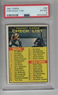 1961-62 TOPPS HOCKEY #66 CHECKLIST 1-66 GRADED PSA 6 "EX-MT" | eBay