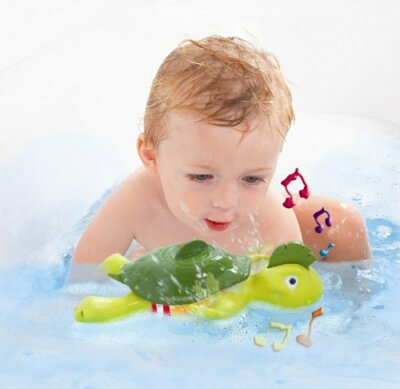TOMY Toomies Swim Sing Turtle Baby Bath Toy Interactive Educational Toy ...