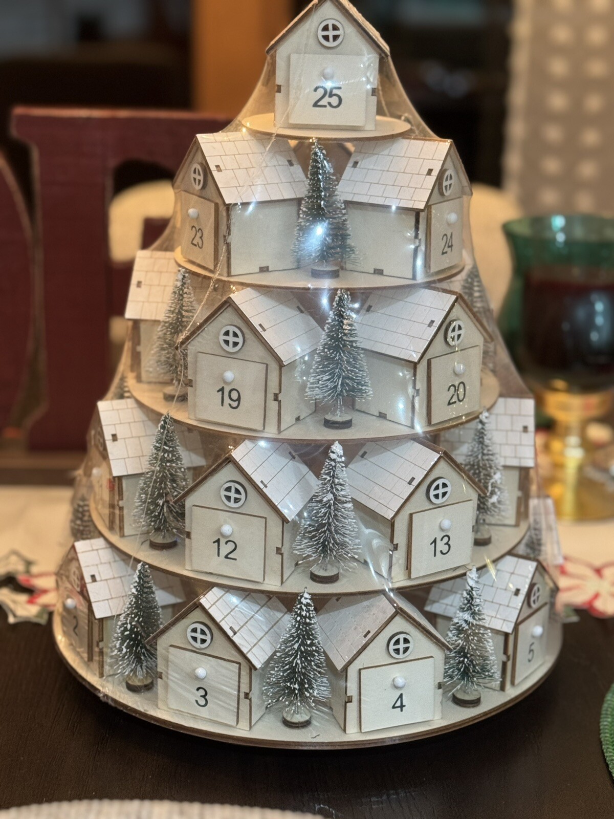 HOBBY LOBBY 5 TIER WOOD CHRISTMAS TREE ADVENT CALENDAR 2024 (LED Lights ...