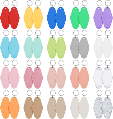 20/30/40/80 PCS Hotel Keychain Blank with Key Rings, 60 Colors Motel ...