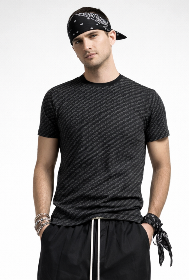 Philipp Plein Comfort Stretch T-Shirt Multi Logo Lounge Top Iconic ...