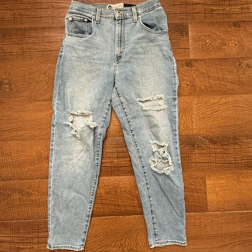 Levis Jeans Silver Tab Womens 29 Mom Jean Distressed Light Wash Blue | eBay