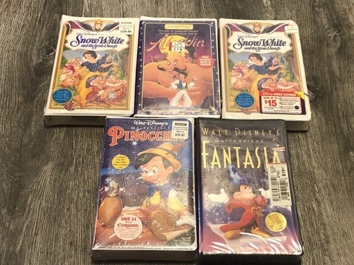 Lot Of 5 New Sealed Disney VHS Movies, Fantasia, Snow White, Pinocchio ...