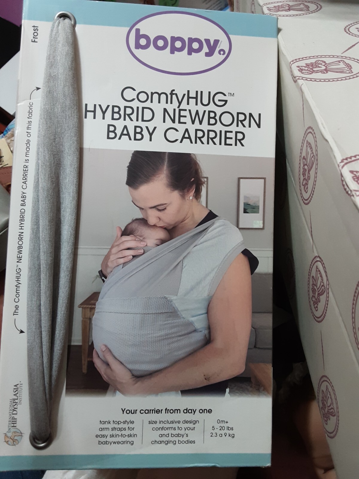 New Boppy Baby Carrier ComfyFit Style is Frost with Waist Pocket Hybrid ...