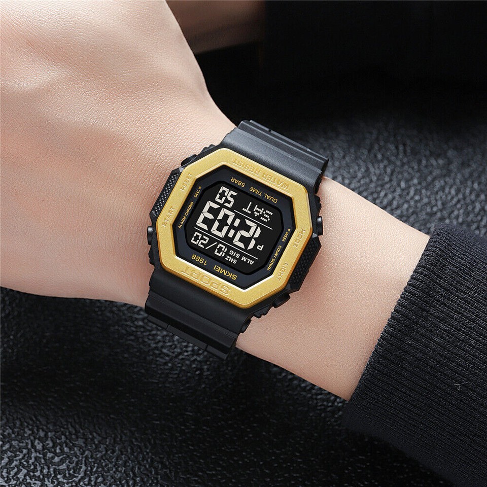 SKMEI Men Watch Rectangle Sport Watches Students Boy LED Date Digital ...