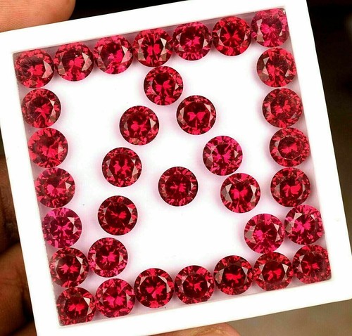 34 Pcs Natural Enhanced Red Mogok Ruby Round 8.00MM STUNNING Certified ...