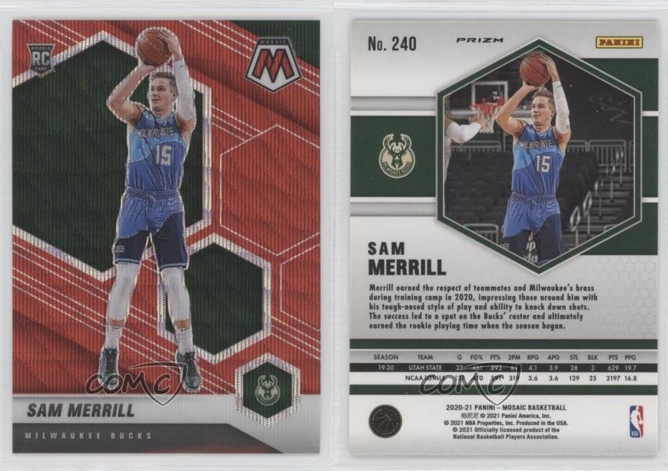 2020-21 Panini Mosaic Red Wave Prizm Sam Merrill #240 Rookie RC 0s55 | eBay