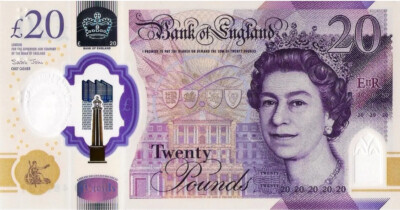 2020 England 20 Pounds Banknote.20 Pounds Polymer QEII UNCIRCULATED ...