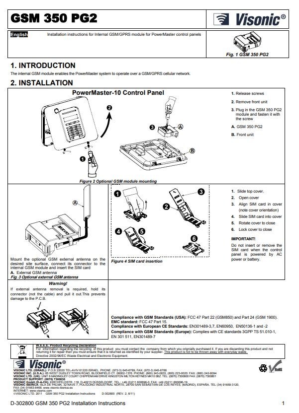 Visonic GSM-350 GSM Module for PowerMaster and PowerMax Systems | eBay UK