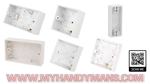 1G & 2G White Moulded Plastic Pattress Boxes Architrave,Switch & Back ...