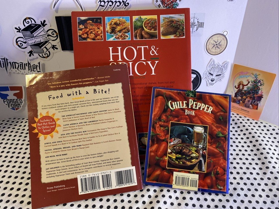 Lot of 3 spicy cookbooks - great bowls of fire, chile pepper book, hot ...