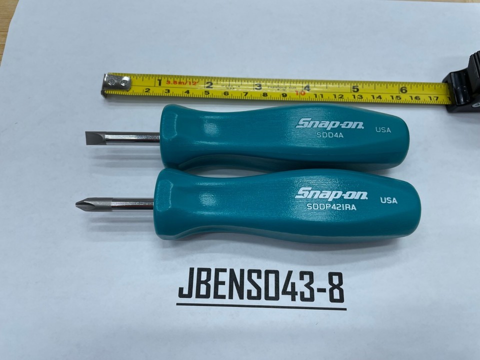 Snap-on Tools USA RARE TEAL 2pc Hard Standard Handle Stubby Screwdriver ...